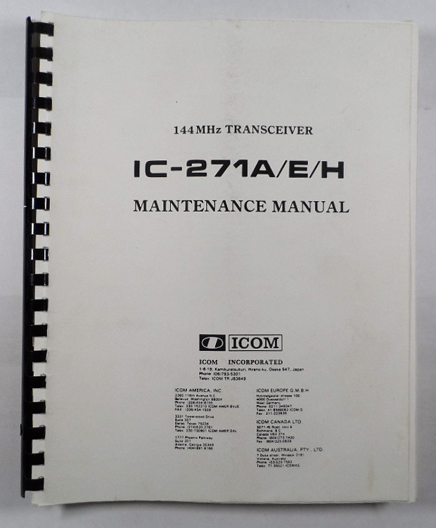 Icom IC-271A /E/H Two Meter All Mode Transceiver Service Manual 1st ...