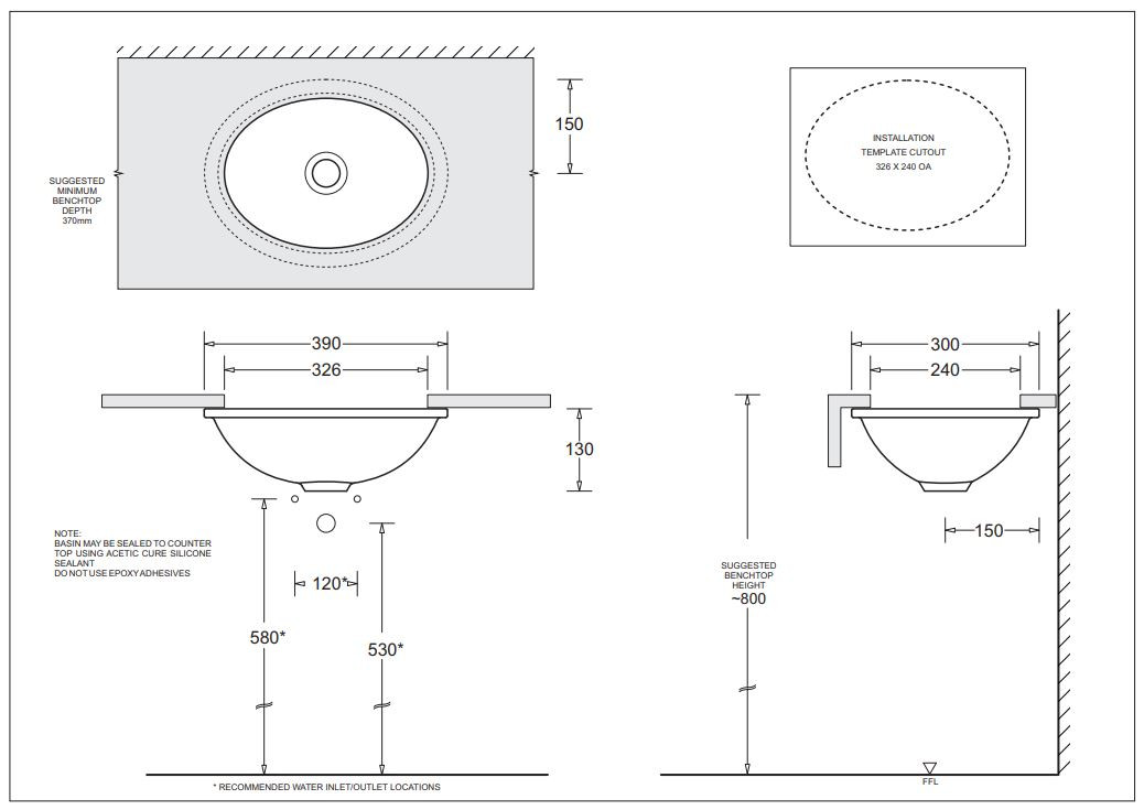 Emilia Small Oval Undercounter Vanity Basin - 390x300mm - WHO Bathroom ...