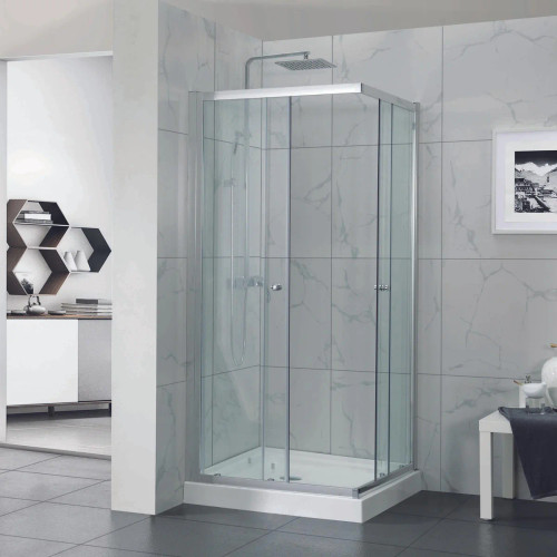 AXEL SEMI-FRAME CORNER OPEN SLIDING DOOR CHROME - WHO Bathroom Warehouse