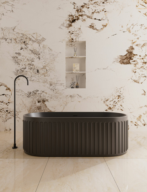 CASCADE FREESTANDING BATHTUB MATTE BLACK 1700MM - WHO Bathroom Warehouse