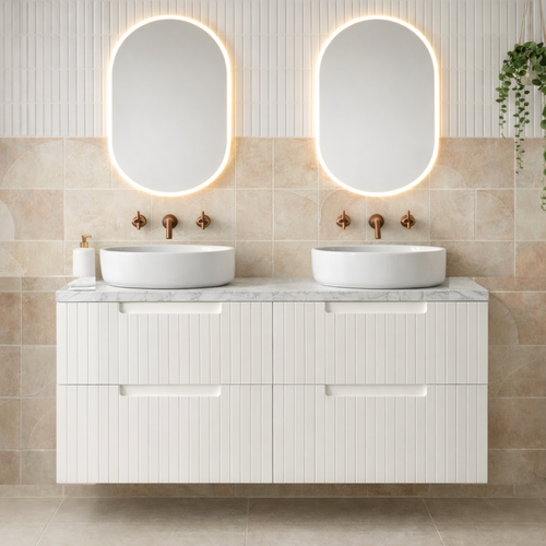 ALEXANDRA MATTE WHITE WALL HUNG VANITY 4D 1200 - WHO Bathroom Warehouse
