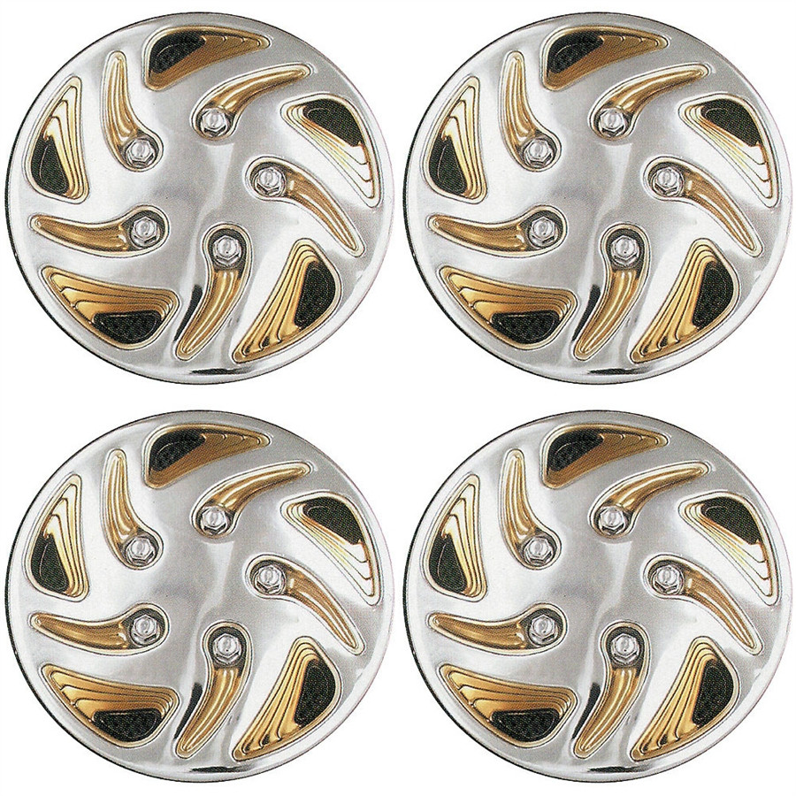 8" Swirl Style Gold And Chrome Golf Cart Wheel Covers - Set Of 4 | Golf ...