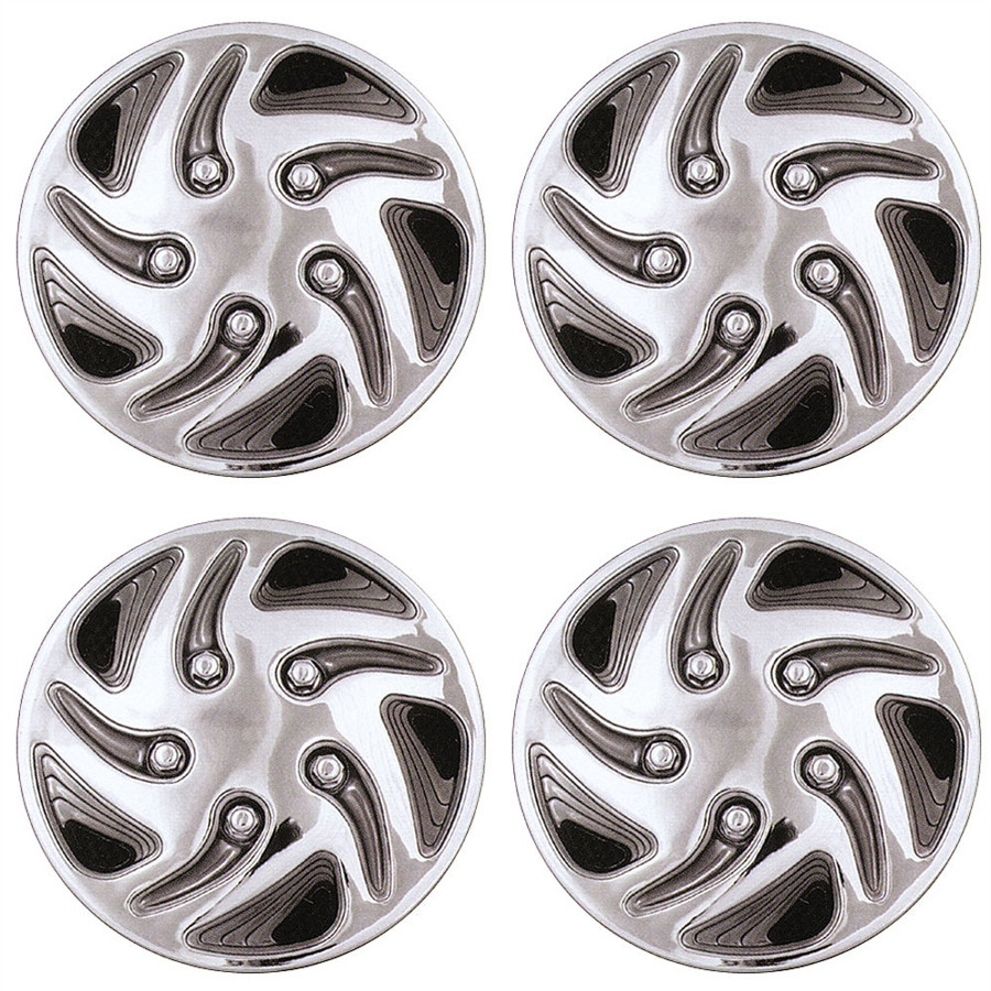 8" Swirl Style Black And Chrome Golf Cart Wheel Covers - Set of 4 ...