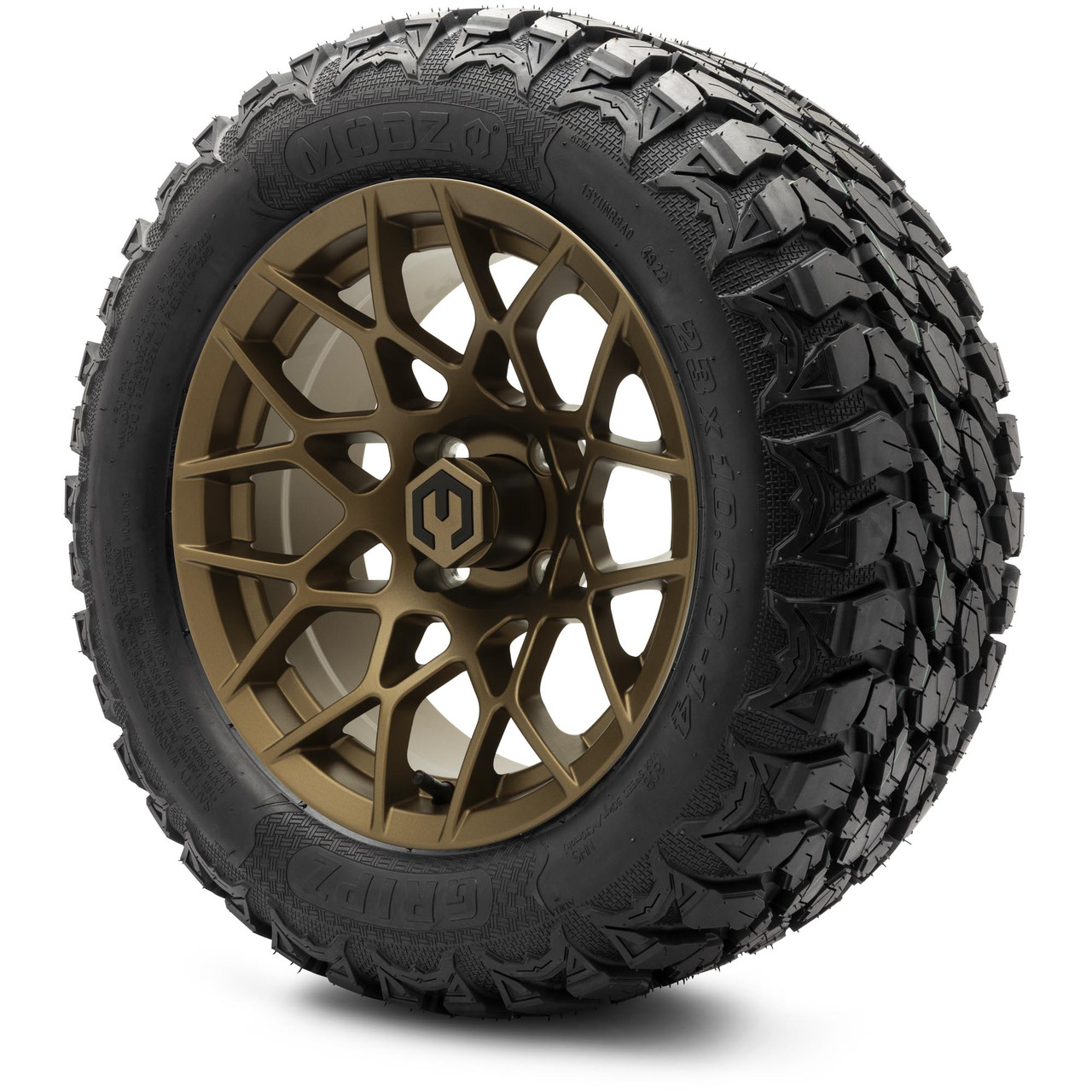 MODZ® 14" Blitz Matte Bronze - All-Terrain Tires and Golf Cart Wheels Combo