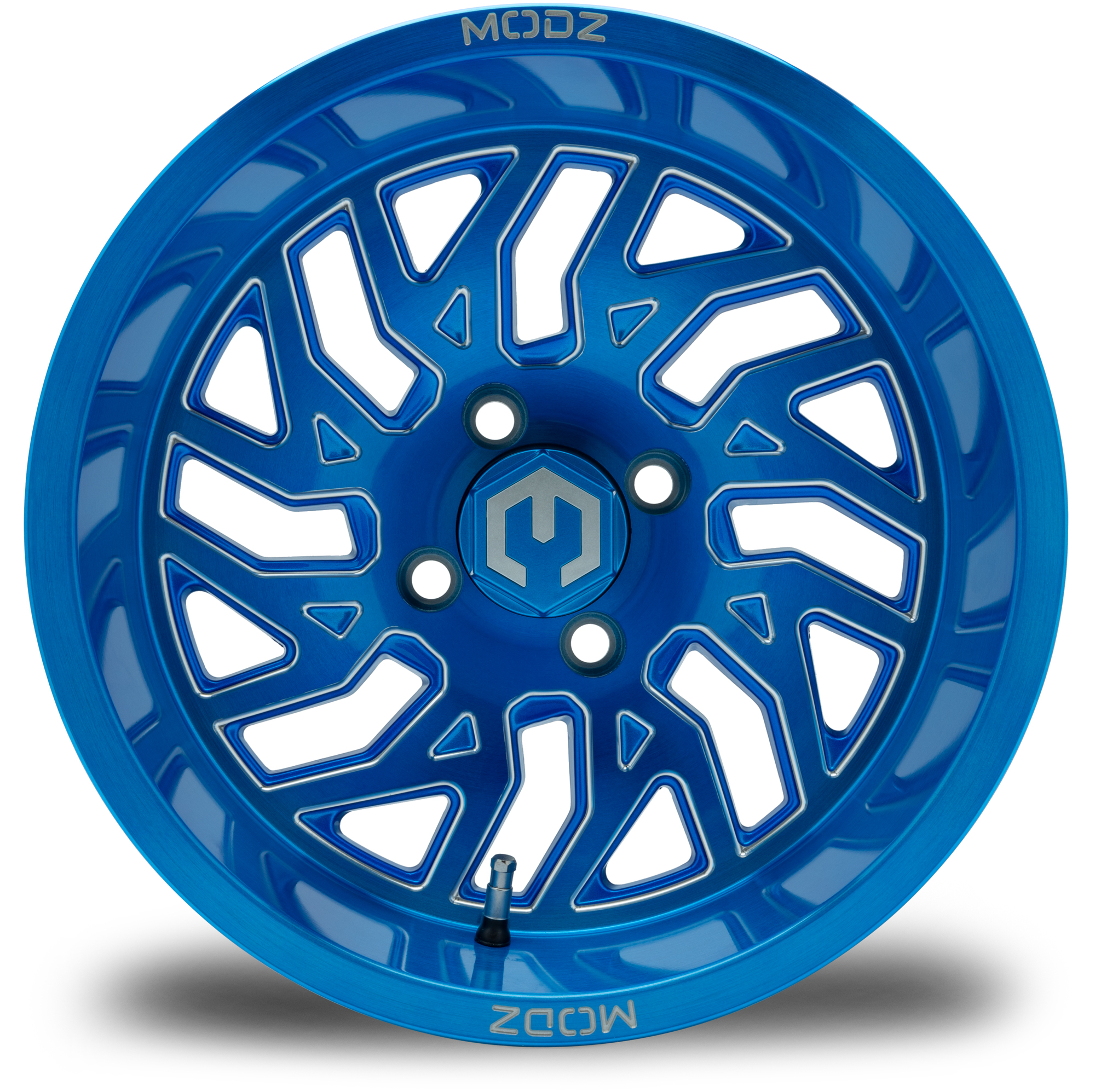 MODZ® 14" Carnage Brushed Blue with Ball Mill Golf Cart Wheel