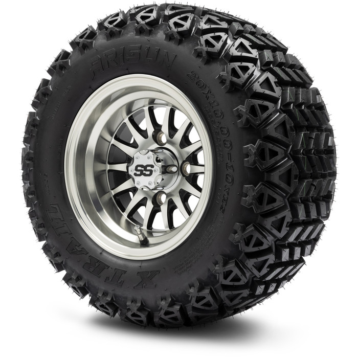MODZ® 10" Medusa Machined Black - All-Terrain Tires and Golf Cart Wheel ...