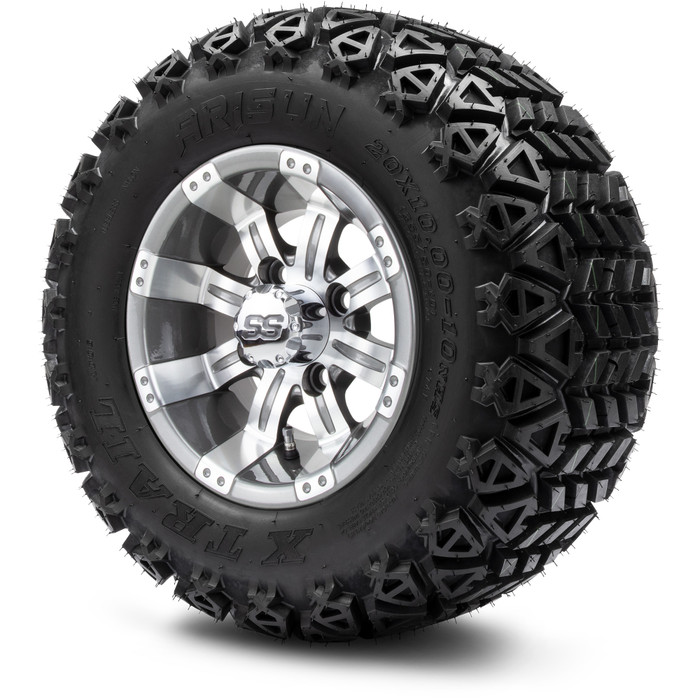 MODZ® 10" Tempest Gunmetal - All-Terrain Tires and Golf Cart Wheel Combo
