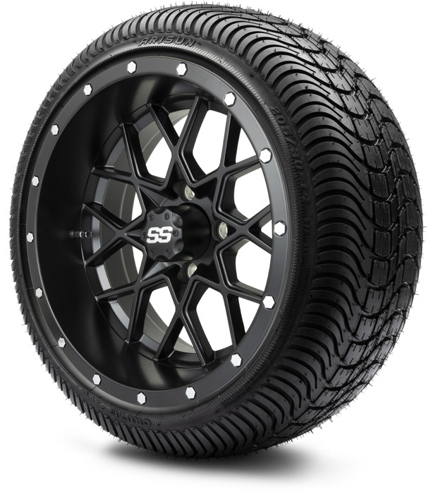 MODZ® 14" Vortex Matte Black - Low Profile Golf Cart Tire and Wheel Combo