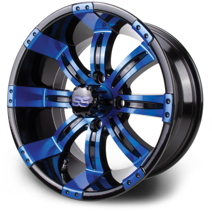 MODZ® 14" Tempest Blue and Black Golf Cart Wheel