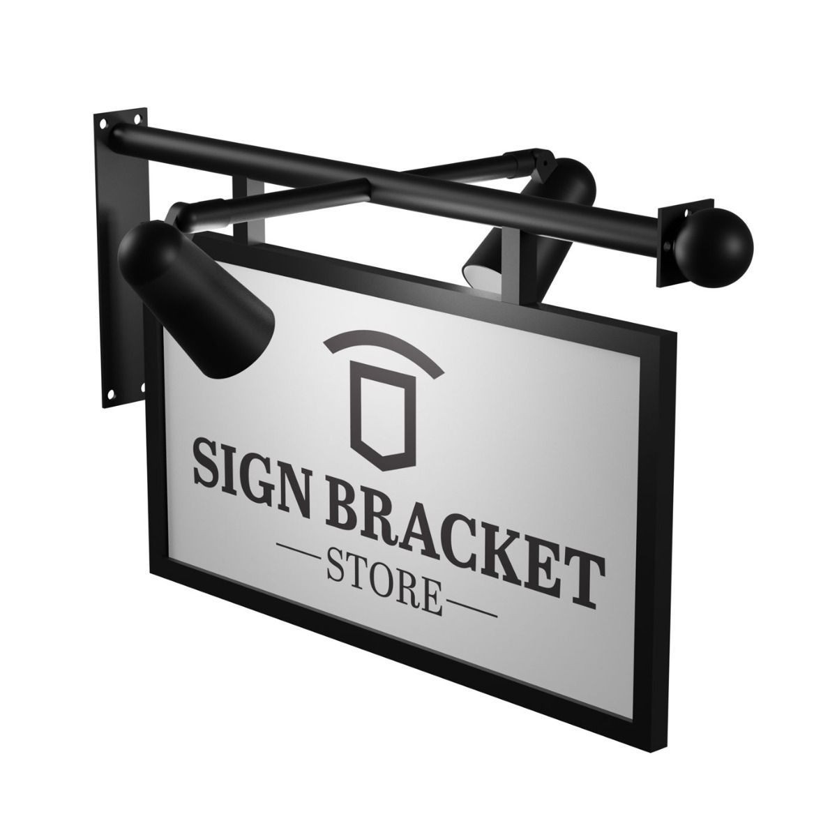 Bel Forte Lighted Sign Bracket with Framed Sign