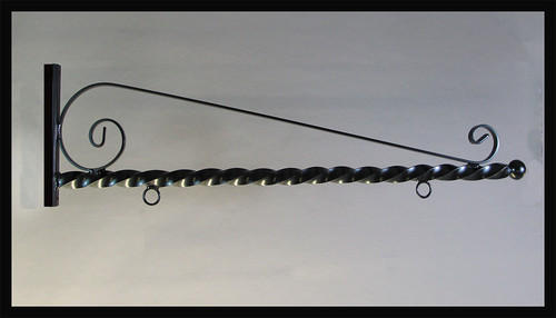 Twisted Arm Sign Bracket Channel Mount Style for 3" Round Poles