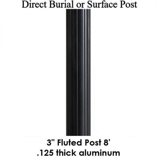 3" Diameter 8 Foot Aluminum Fluted Post