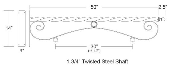 Lower Scroll Twisted Arm Blade Sign Bracket