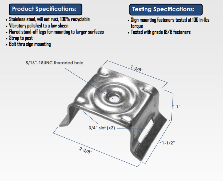 Single Bolt Strap Bracket- Large Poles
