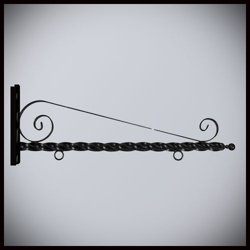 Twisted Arm Sign Bracket Channel Mount Style for 3" Round Poles