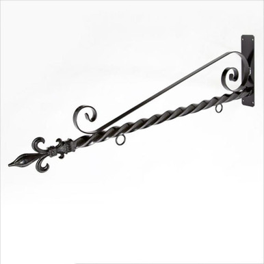 Twisted Arm Blade Sign Bracket with Fleur de Lis Finial