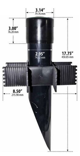 19"H Ground Stake Electrical Floodlight Mount 1/2" Thread