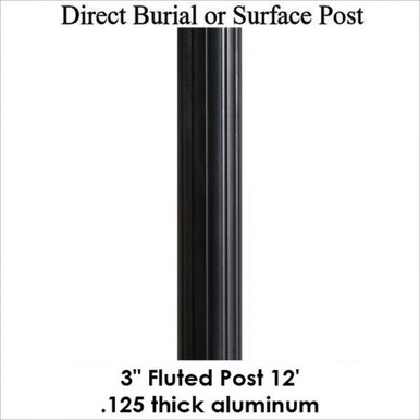 3" Diameter 12 Foot Aluminum Fluted Post