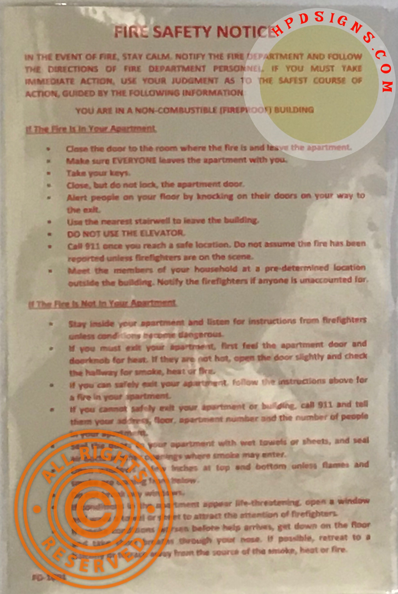 FIRE SAFETY NOTICE FIRE HPD FIRE PROOF BUILDING (1)