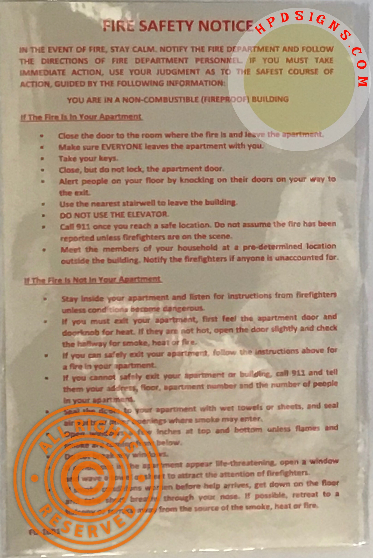 FIRE SAFETY NOTICE FIRE HPD FIRE PROOF BUILDING (1)