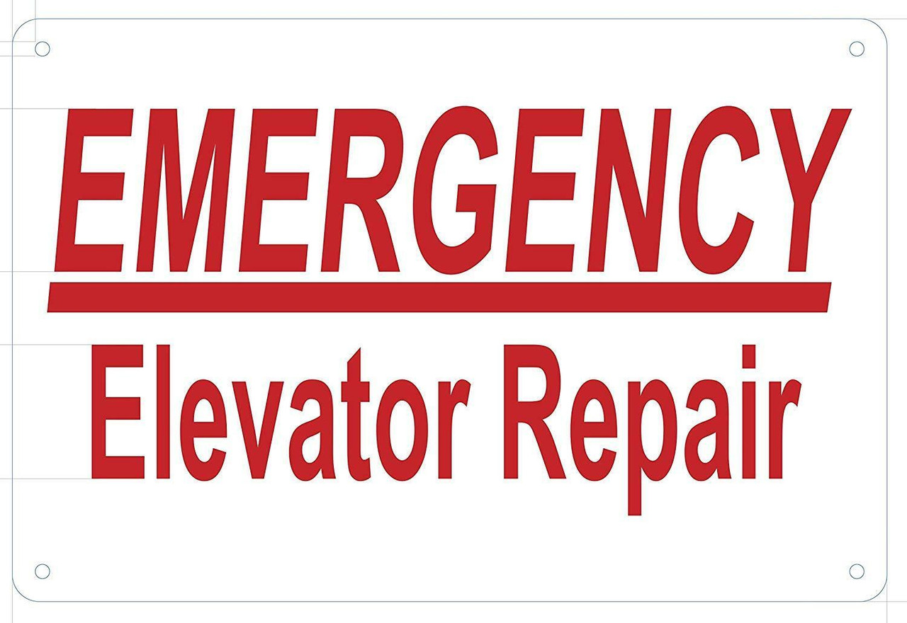 Emergency Elevator Repair Sign (WhiteRust Free Aluminium)