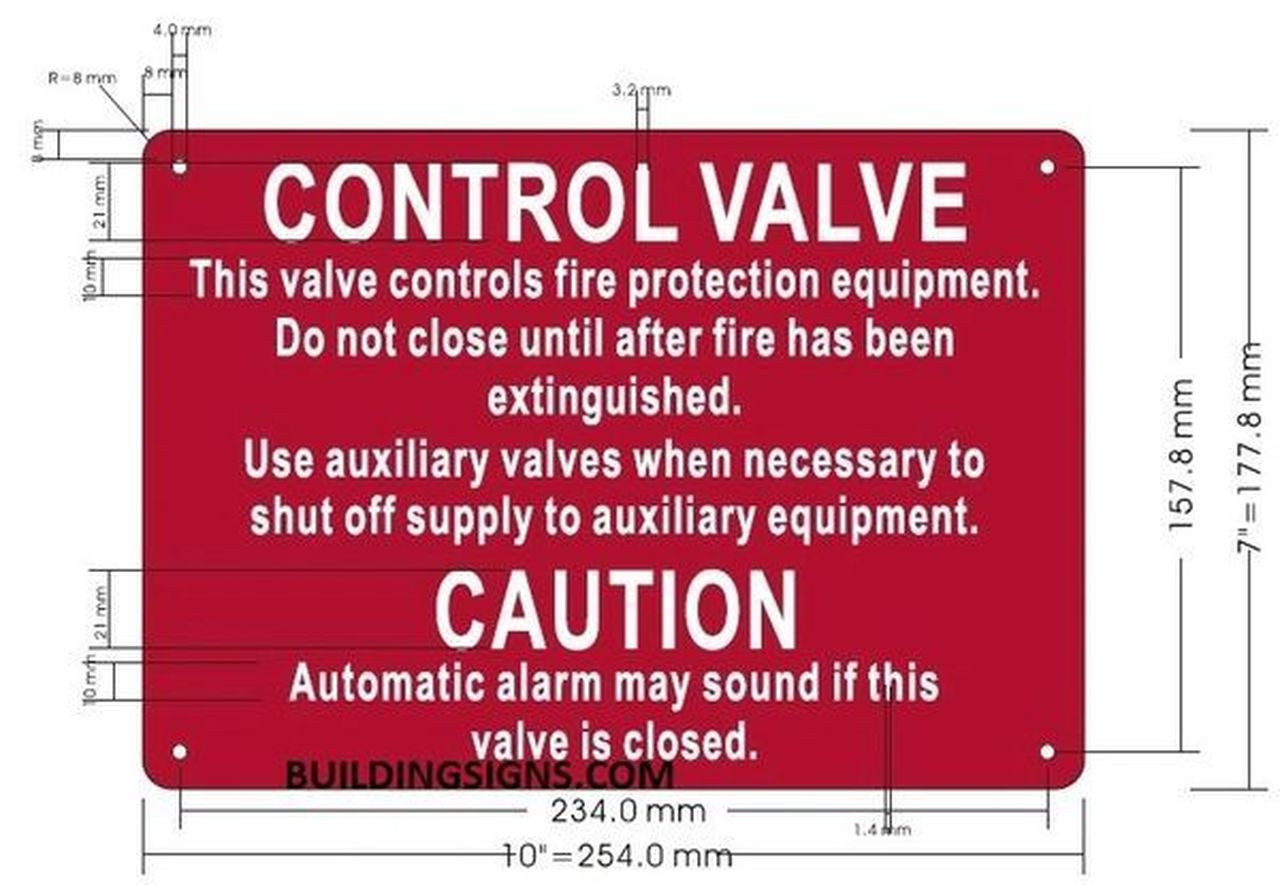 Control Valve - This Valve Controls FIRE Protection Equipment Sign