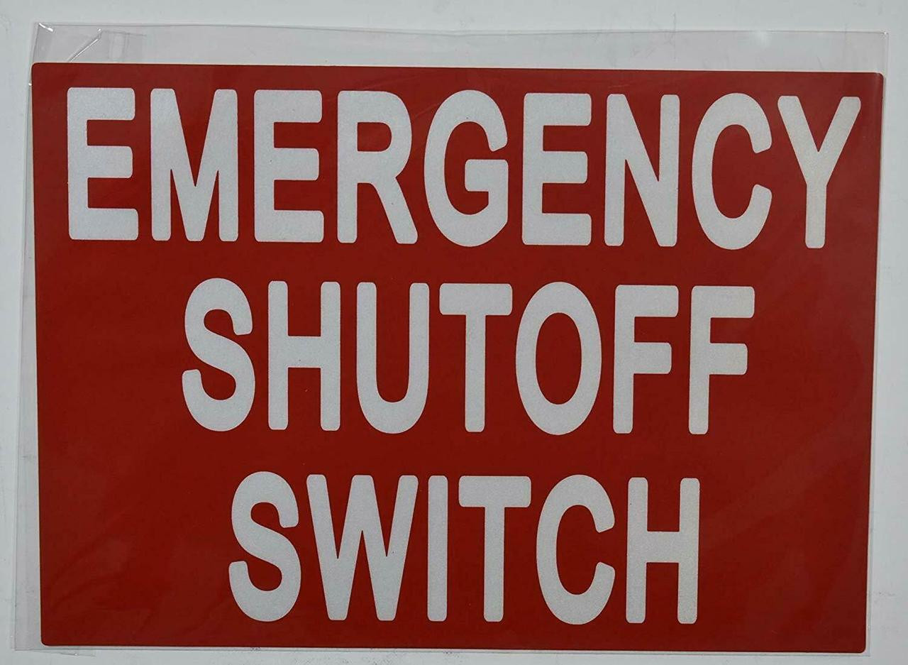 Emergency Shut Off Sign(Arrow Down,, Aluminium)