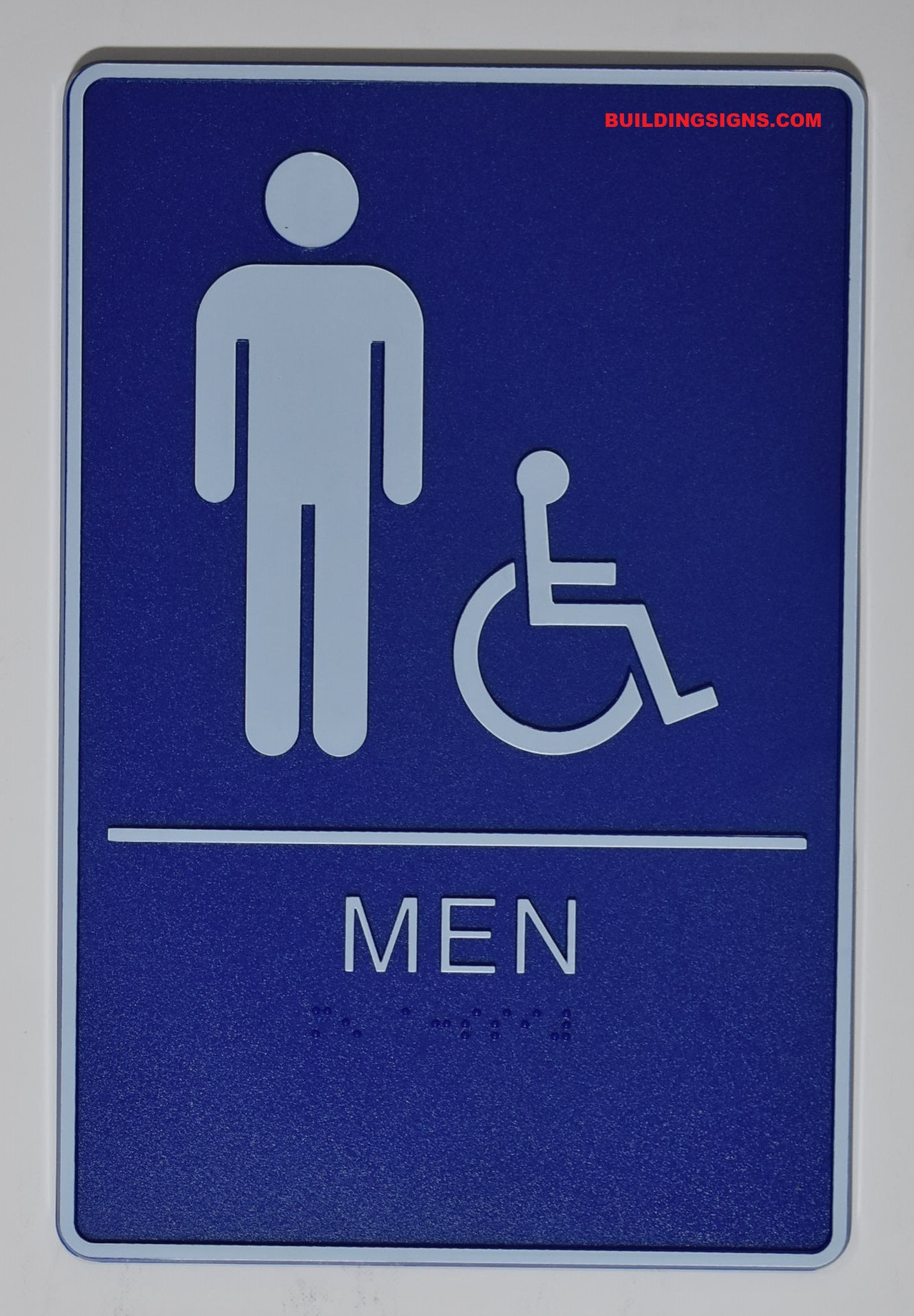 MEN Restroom Sign- BLUE- BRAILLE - The deep Blue ADA line