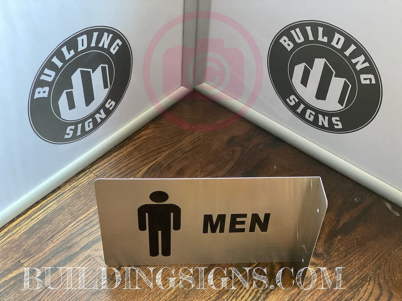 Men Restroom Projection Sign- Men Restroom 3D Sign (Silver- Brush ...