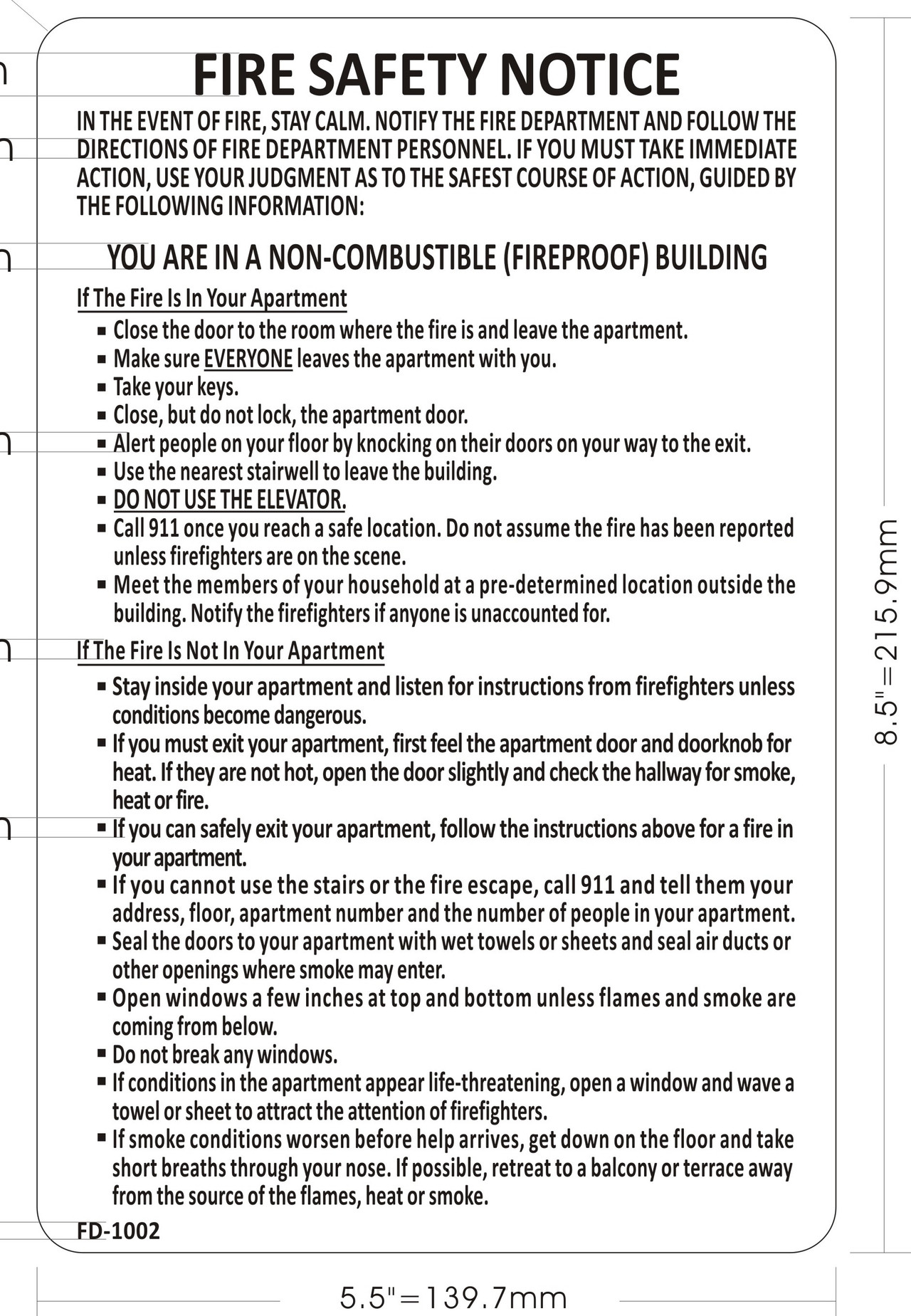 FIRE SAFETY NOTICE FIRE HPD NON FIRE PROOF BUILDING (1)