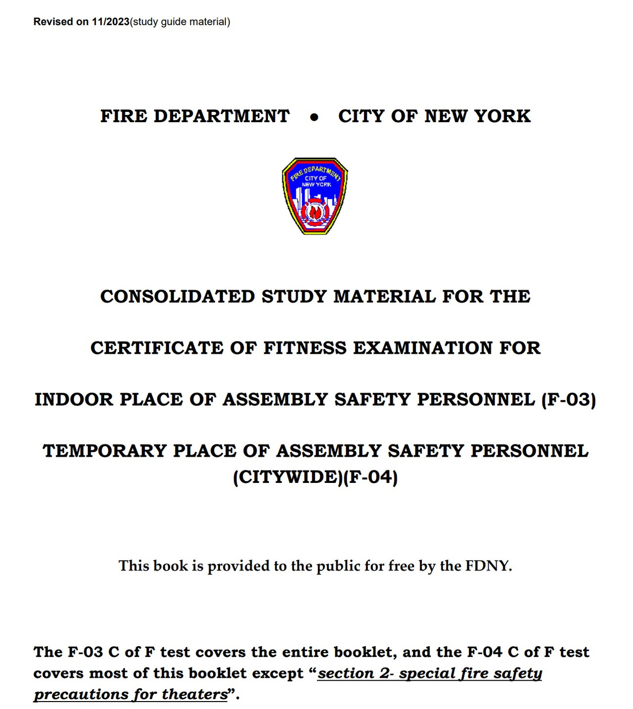 Probationary Firefighter Manual of FDNY