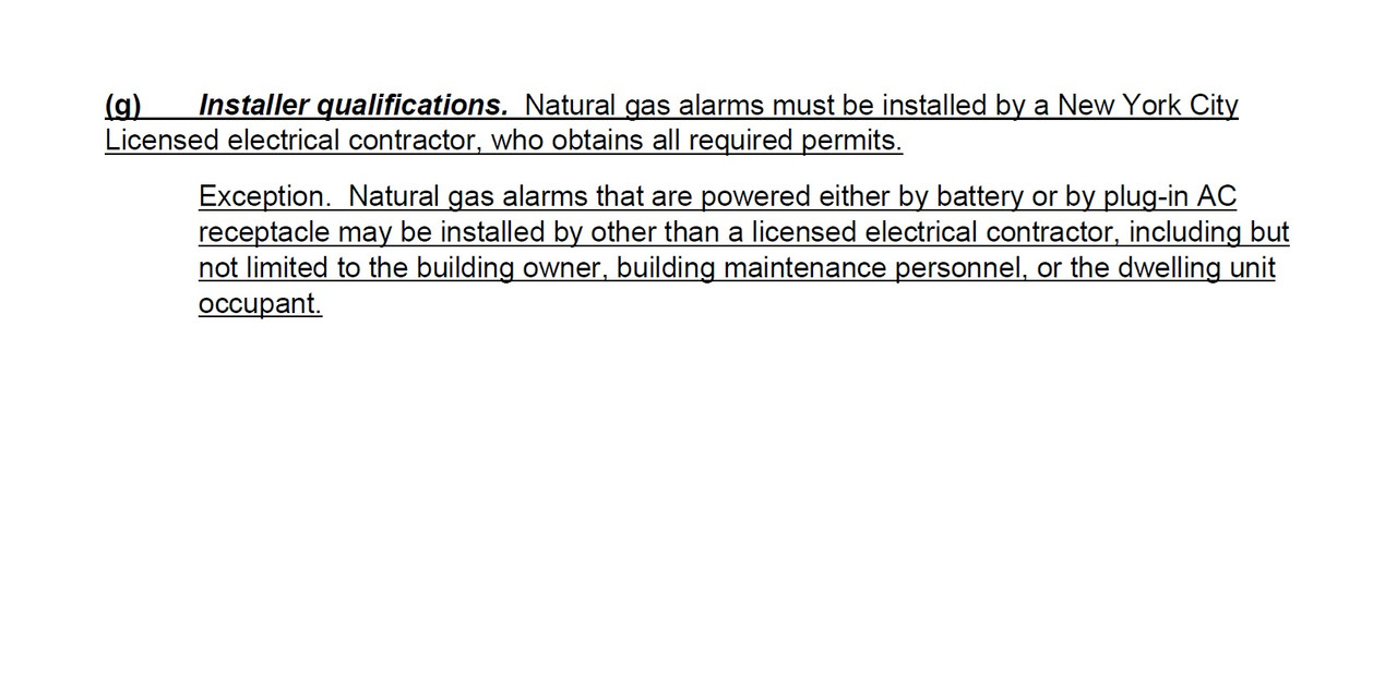 Natural Gas Detectors hpd nyc Local Law 157