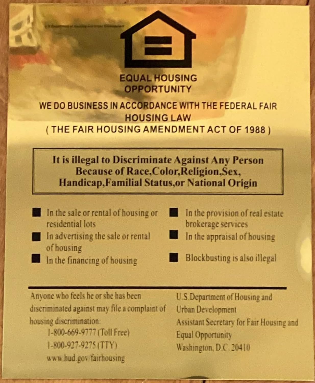 Equal HOUSING Opportunity Sign