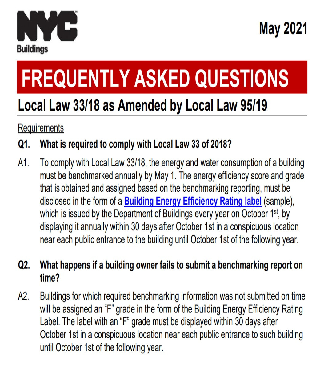 Façade & Local Law all you need to know - LL11,RCNY 103-04, FAQs sheet