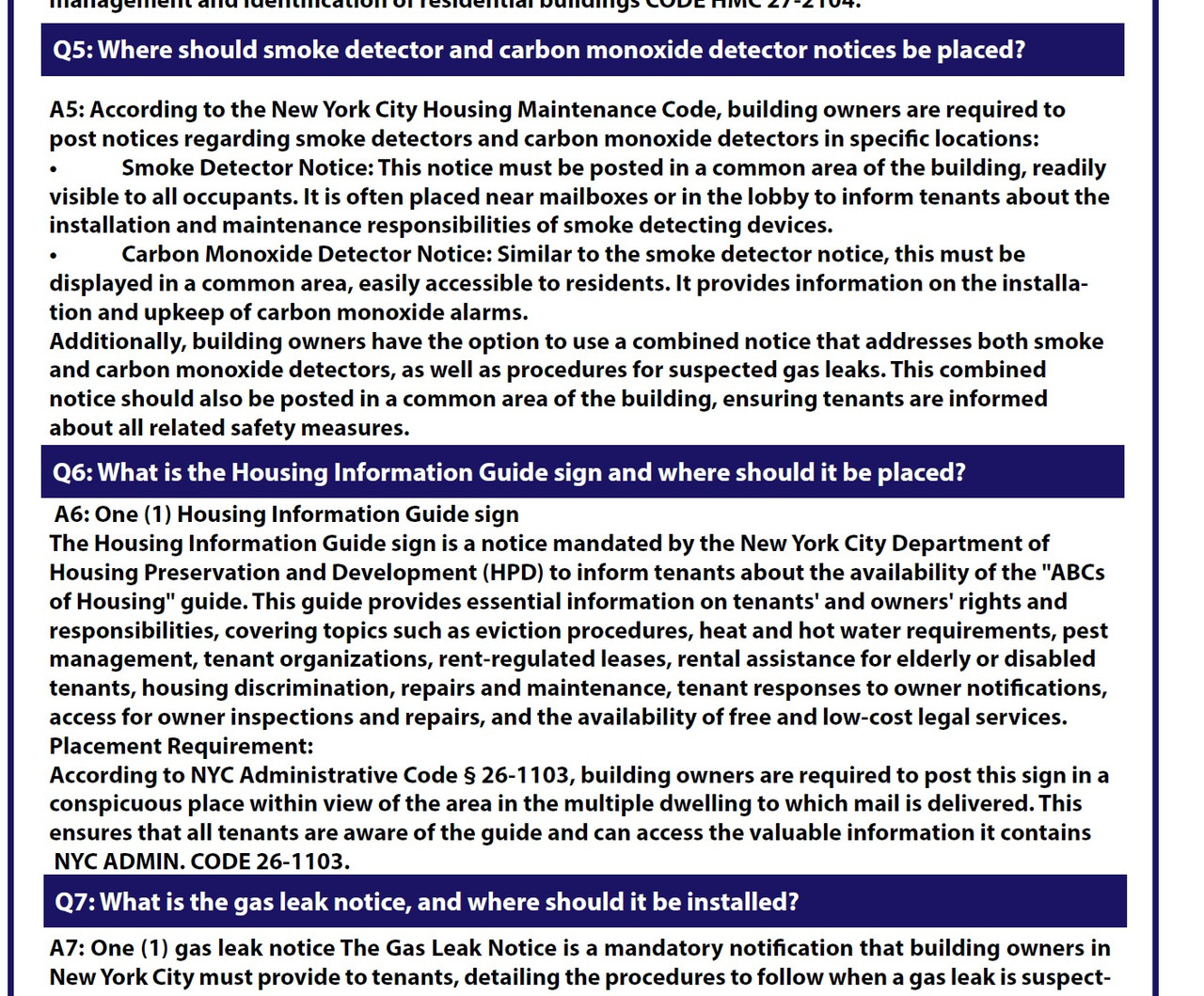 HPD Required Signs Guide Questions & Answers