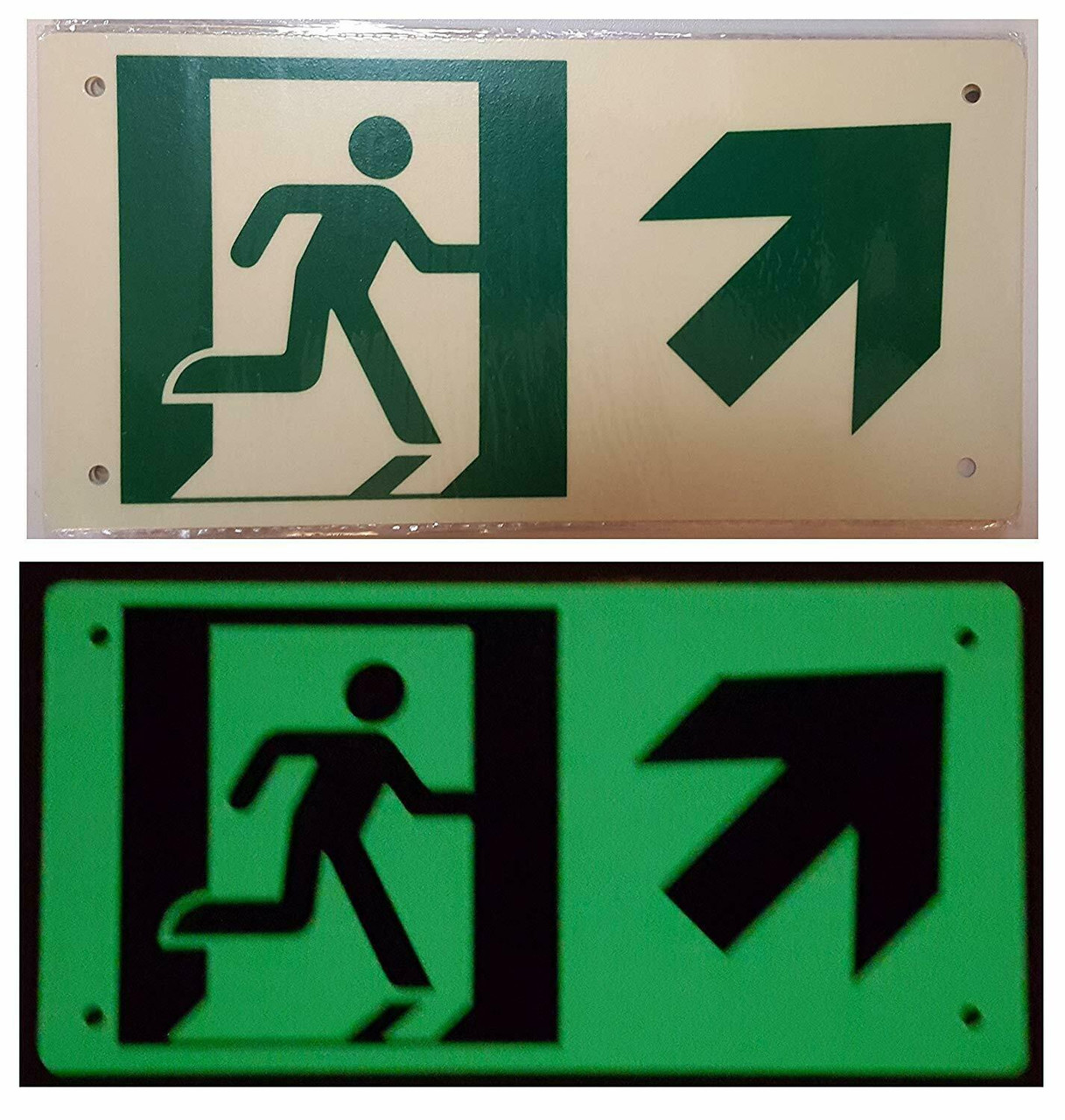 RUNNING MAN UP RIGHT ARROW Sign (Photoluminescent ,High Intensity
