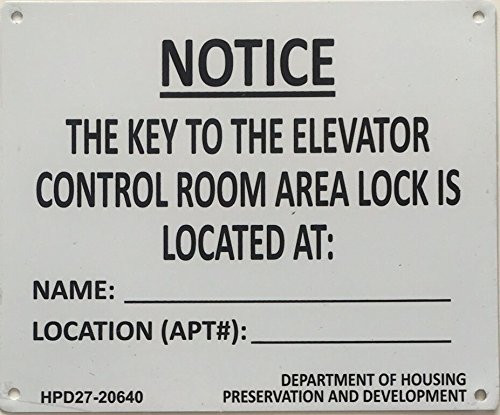 KEY TO ELEVATOR CONTROL ROOM (WHITE-aluminium)