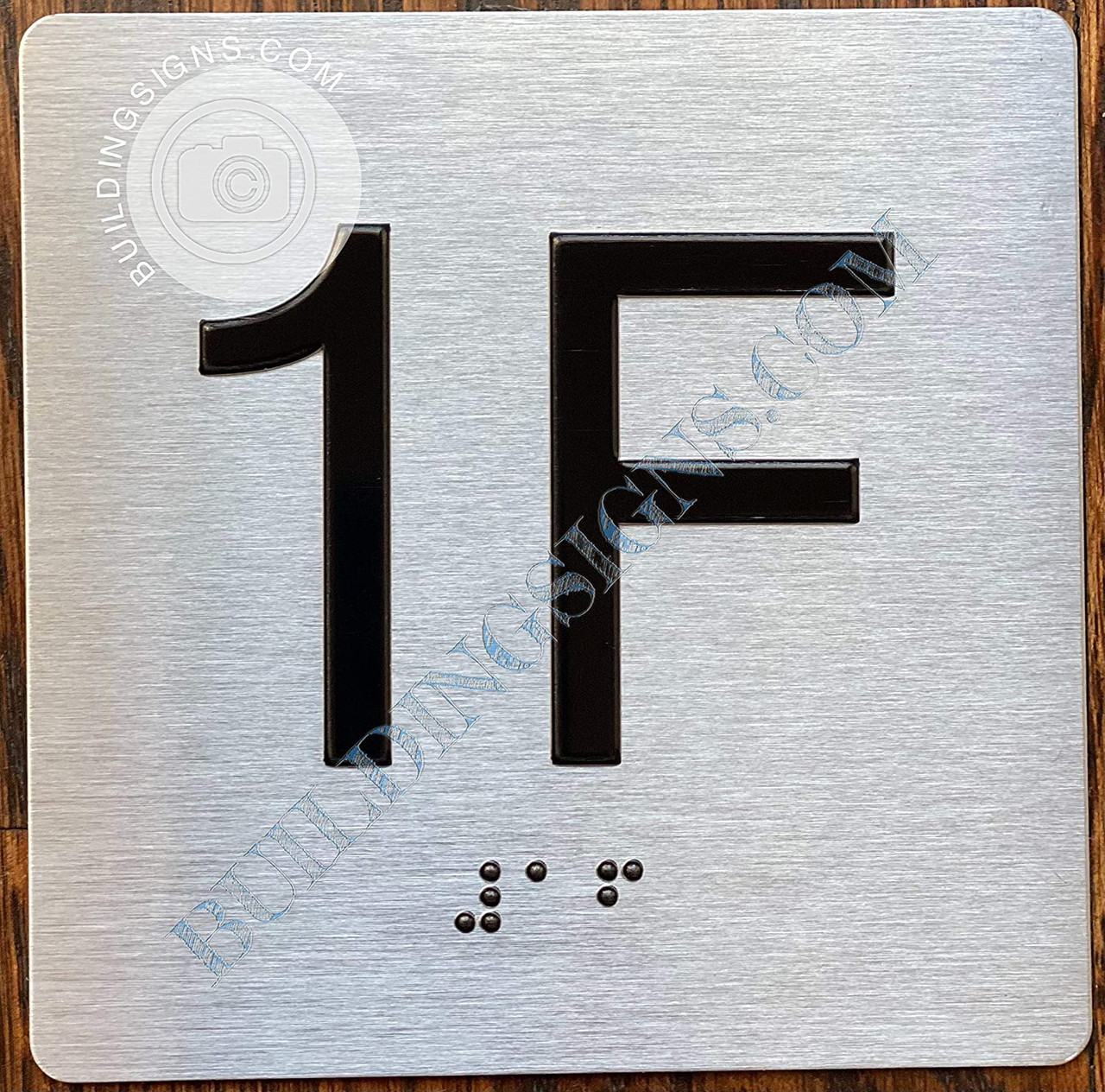 Apartment Number 1F Sign with Braille and Raised Number