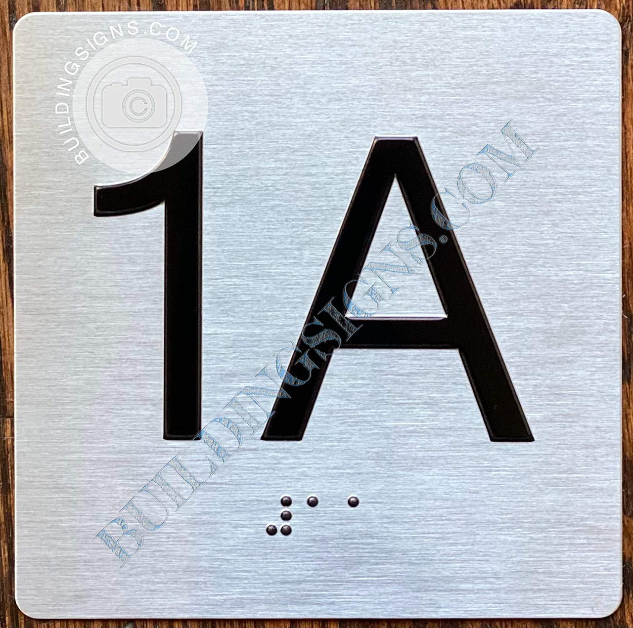 Apartment Number 1A Sign with Braille and Raised Number