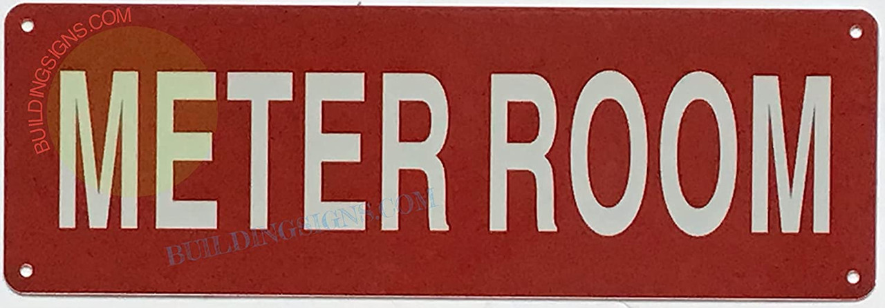 Meter Room Sign (Reflective, Aluminium, RED Backround, 4X12 INCH ...