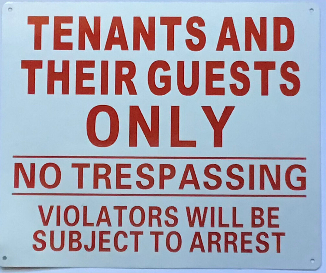 TENANTS AND GUEST ONLY SIGN.(10x12,White,Aluminum) - HPDSIGNS.NYC