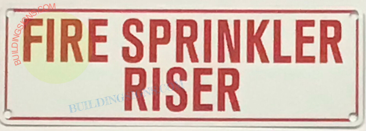 FIRE SPRINKLER RISER SIGN(2X6,WHITE,ALUMINUM) - HPDSIGNS.NYC