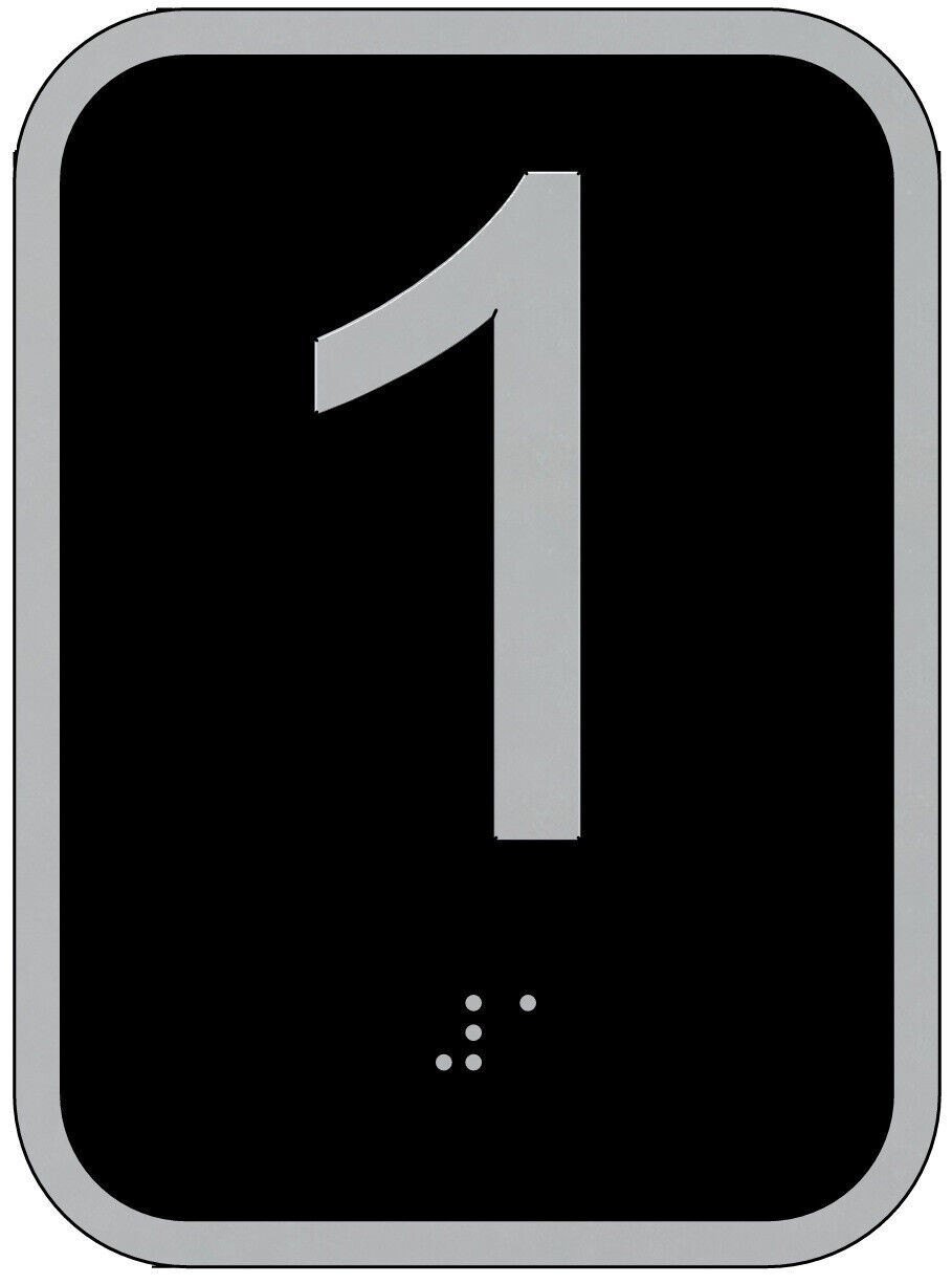 Elevator floor number 1 sign- Elevator Jamb Plate 1 sign ( 3x4, cast ...