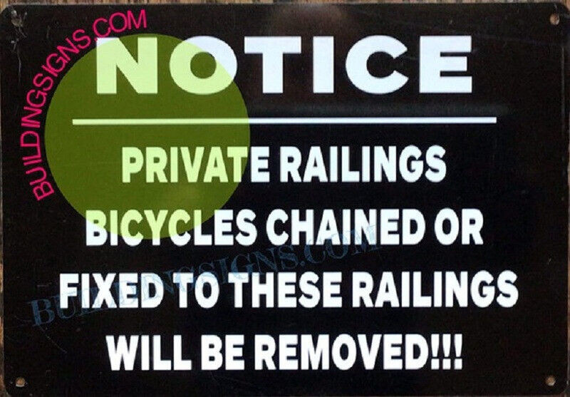 NOTICE PRIVATE RAILING SIGN (BLACK BACKGROUND, 7X10,Aluminum ...