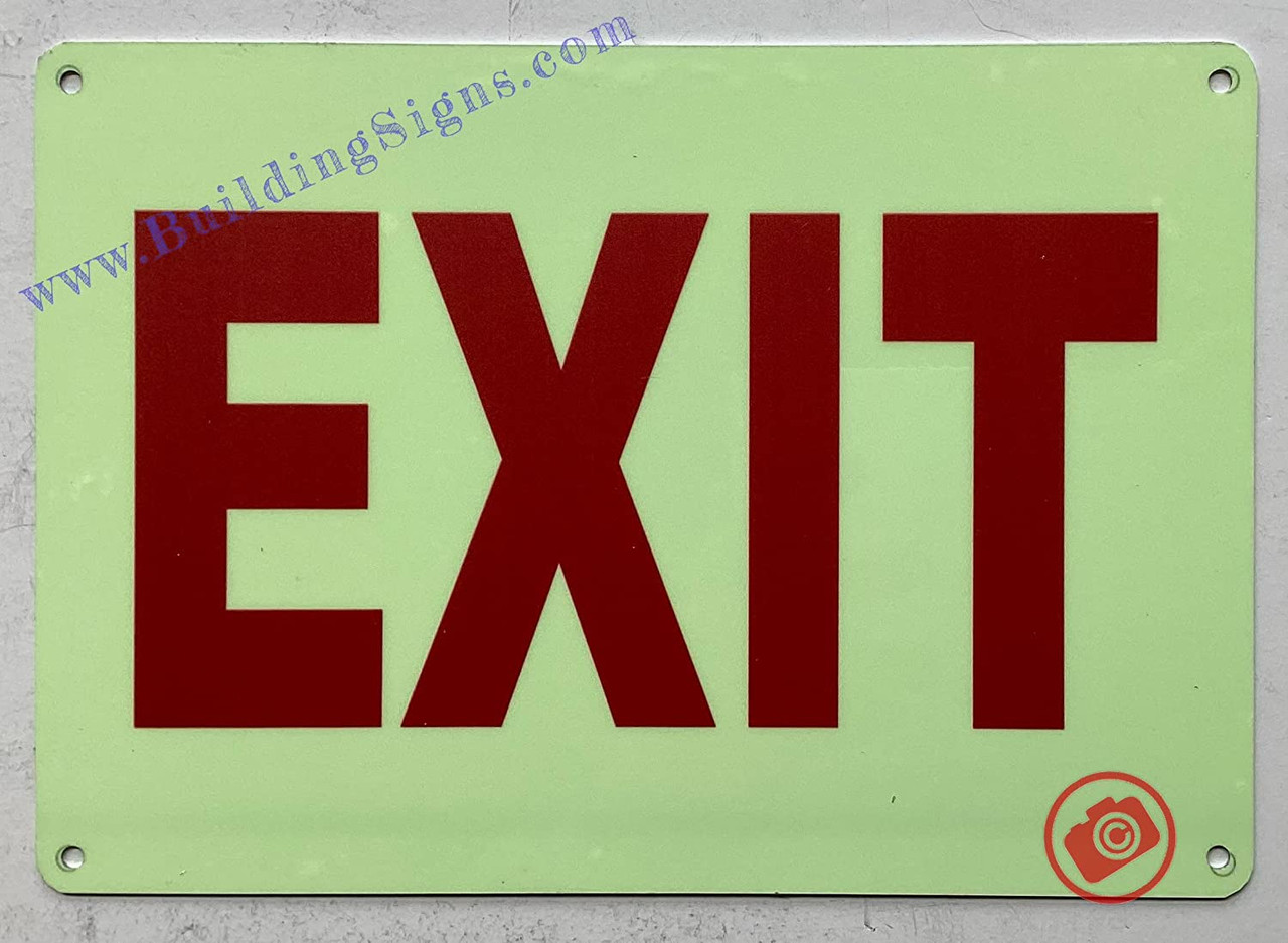 Photoluminescent EXIT SIGN/GLOW IN THE DARK EXIT SIGN (ALUMINIUM, 7X10 ...