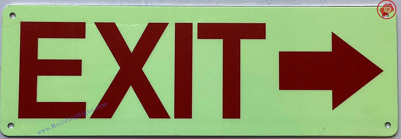 Photoluminescent EXIT RIGHT ARROW SIGN/GLOW IN THE DARK EXIT RIGHT ...