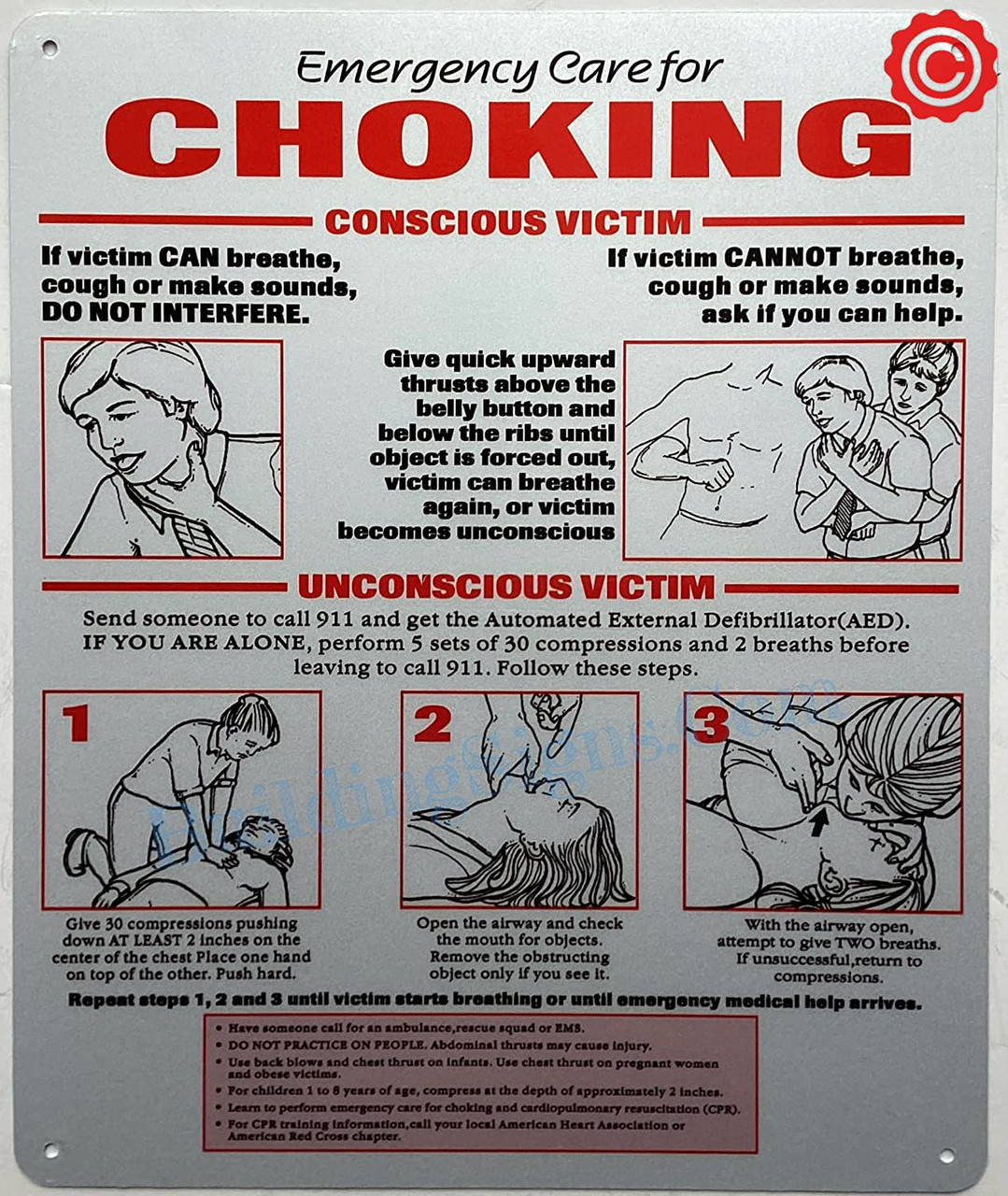 Emergency Care for chocking sign - Resturant chocking sign (ALUMINIUM ...