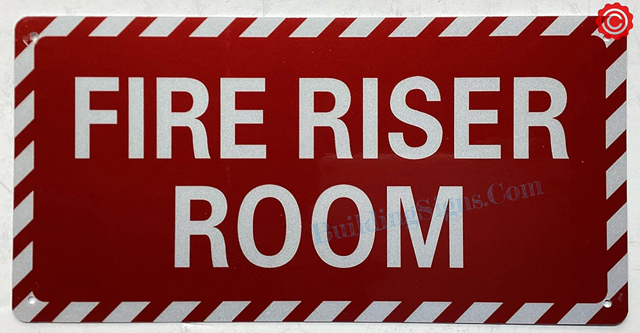 FIRE RISER ROOM SIGN (RED REFLECTIVE. 6X12 INCH,HEAVY DUTY, RUST FREE ...