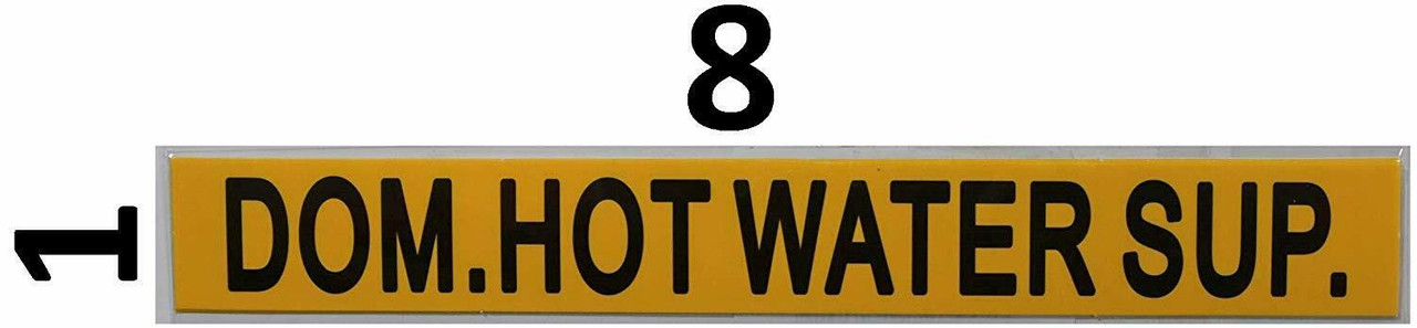 Pipe Marking- Domestic HOT Water Supply Sign (Sticker Yellow)