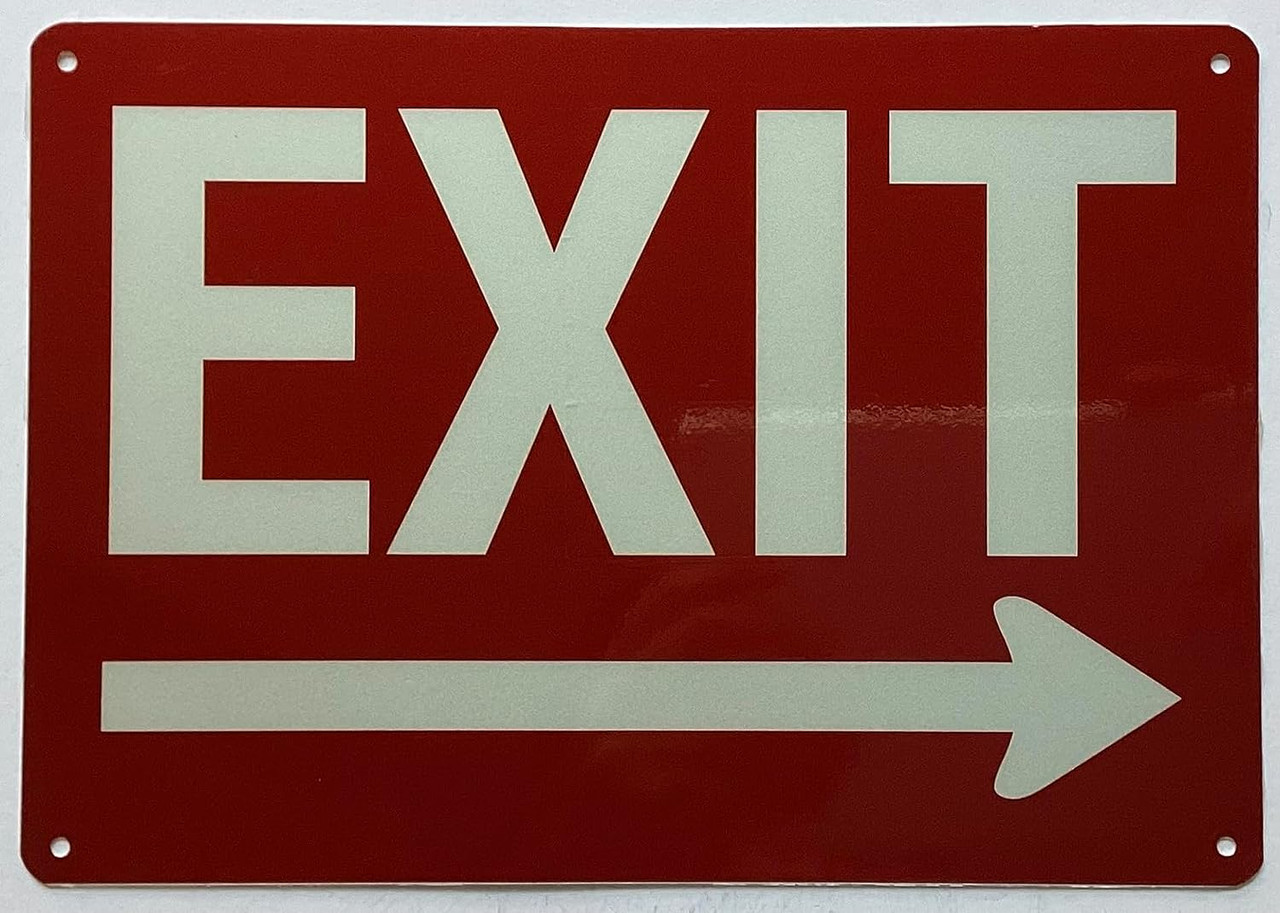 Exit right arrow Sign (REFLECTIVE, RED, ALUMINIUM, 7X10 INCH,HEAVY DUTY ...